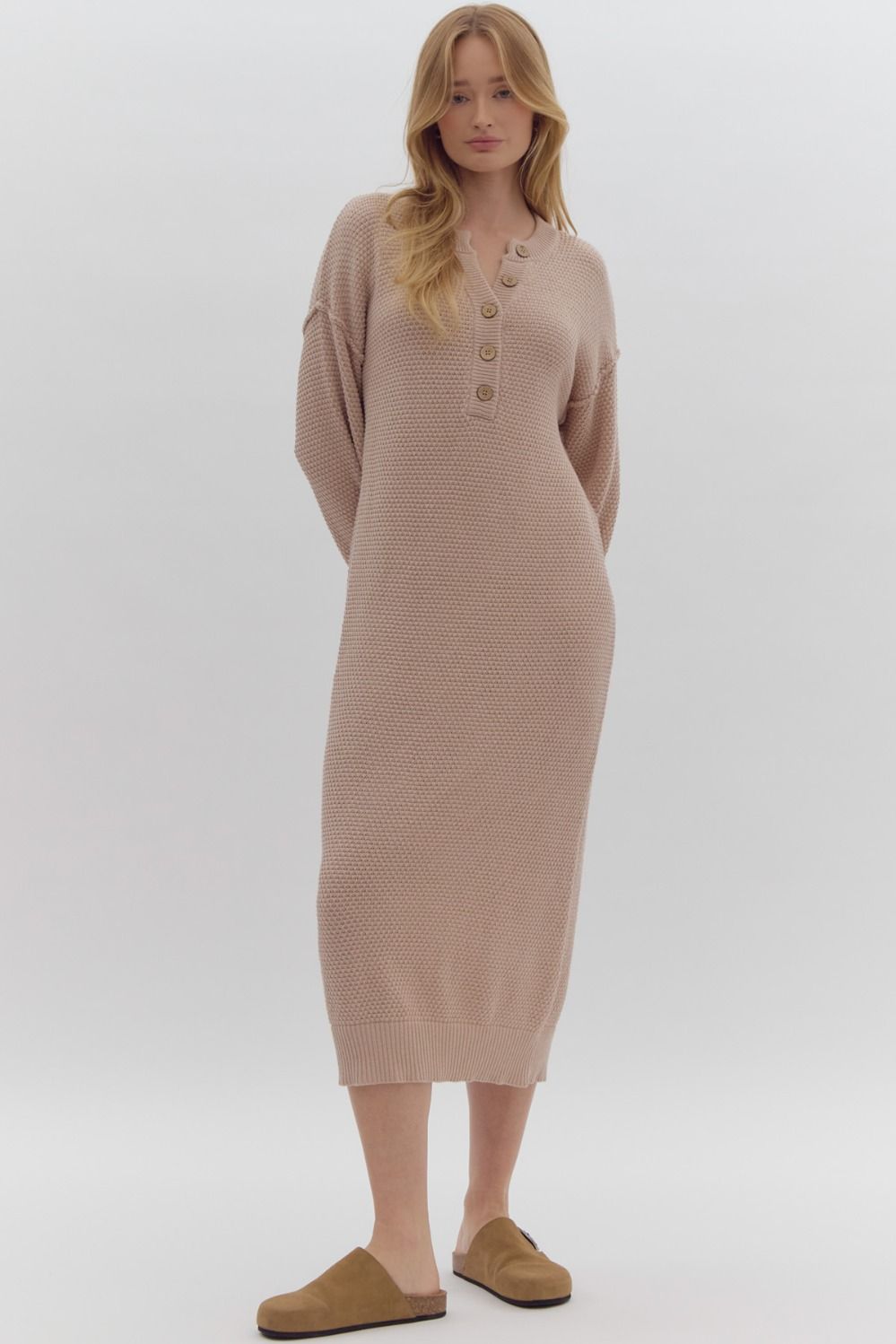 Waffle Knit Button Sweater Dress by Entro – Southern Blu Boutique ...